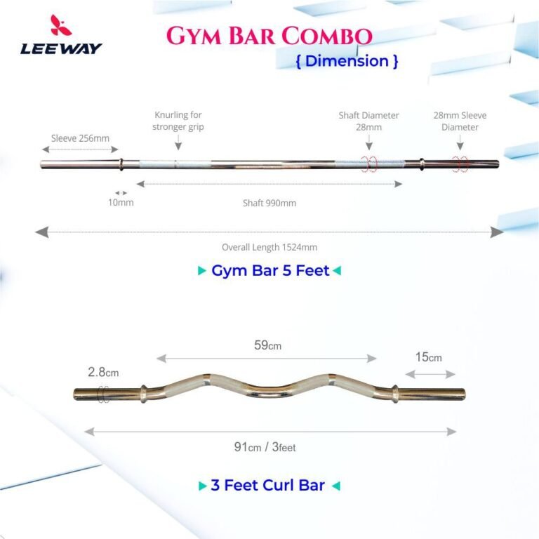 Barbell Combo for Home Gym | Straight Bar & Curl Bar | Leeway